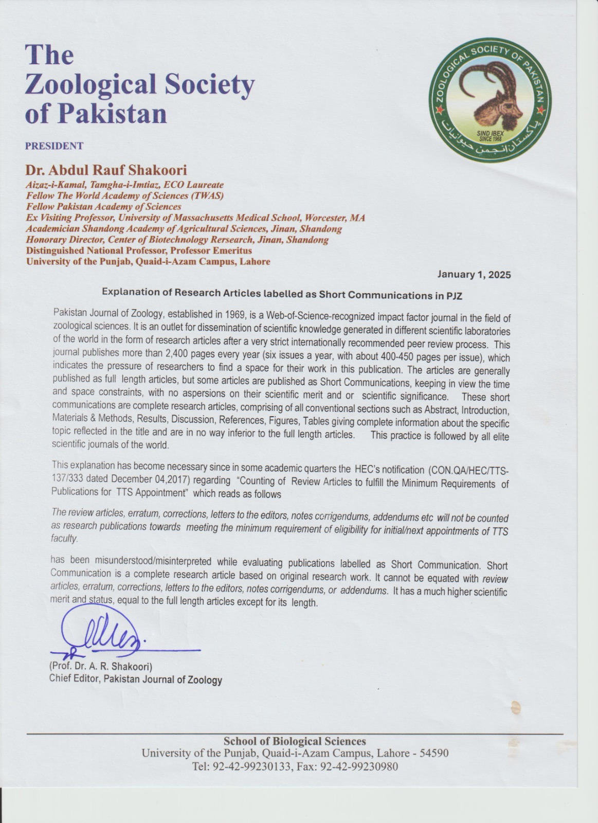 PJZ | Zoological Soicety Of Pakistan